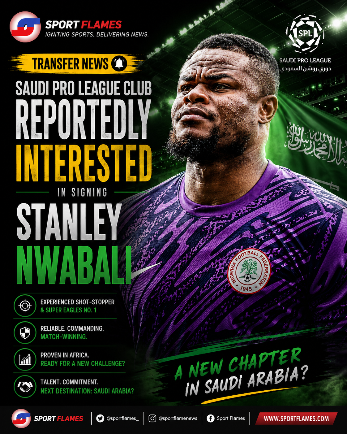 Saudi Pro League Club Reportedly Interested in Signing Stanley Nwabali ...